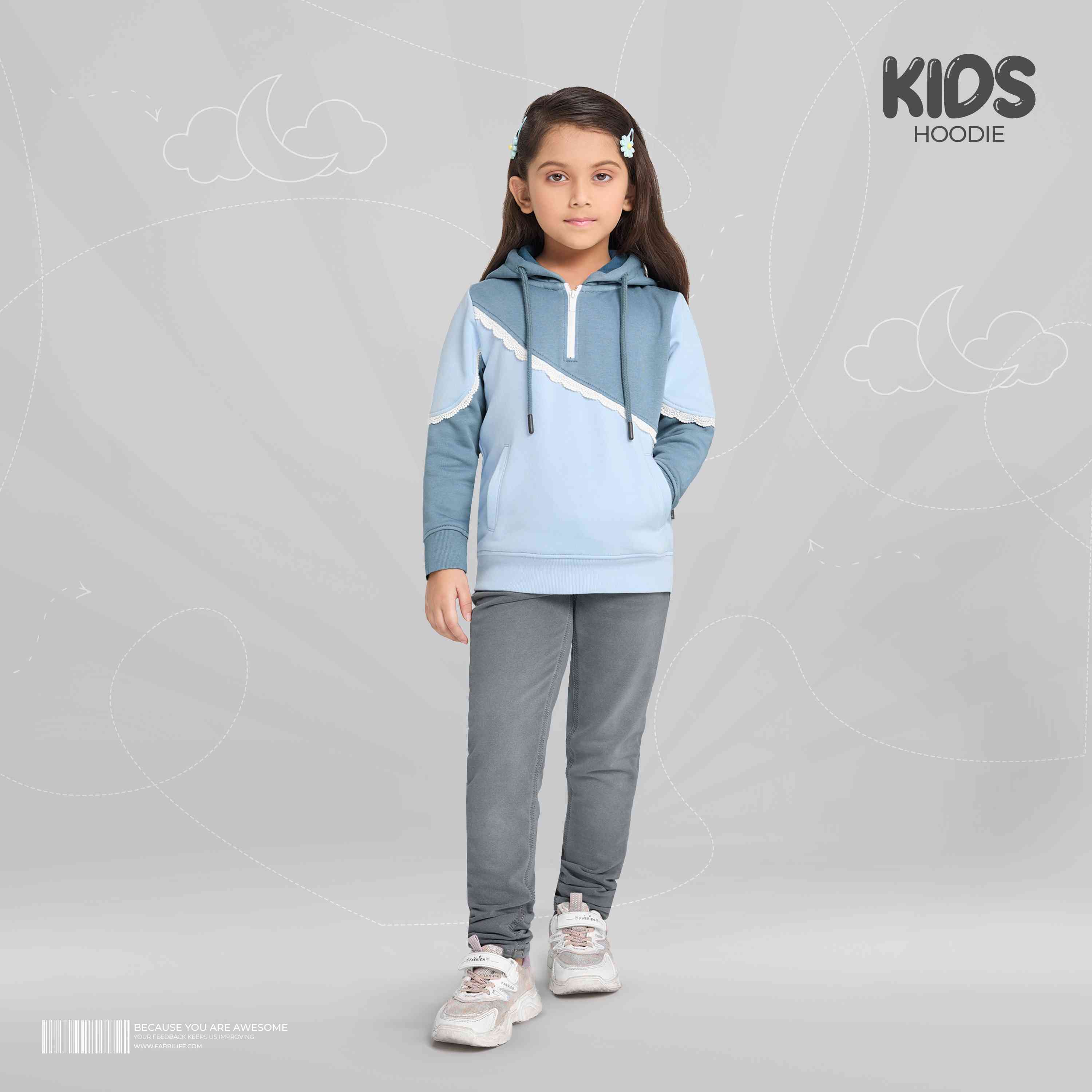 Kids Girls Premium Hoodie - Floral Frost - At Best Price | Fabrilife